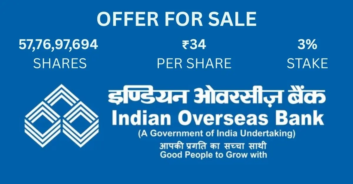 Government of India to Sell up to 3% Stake in IOB